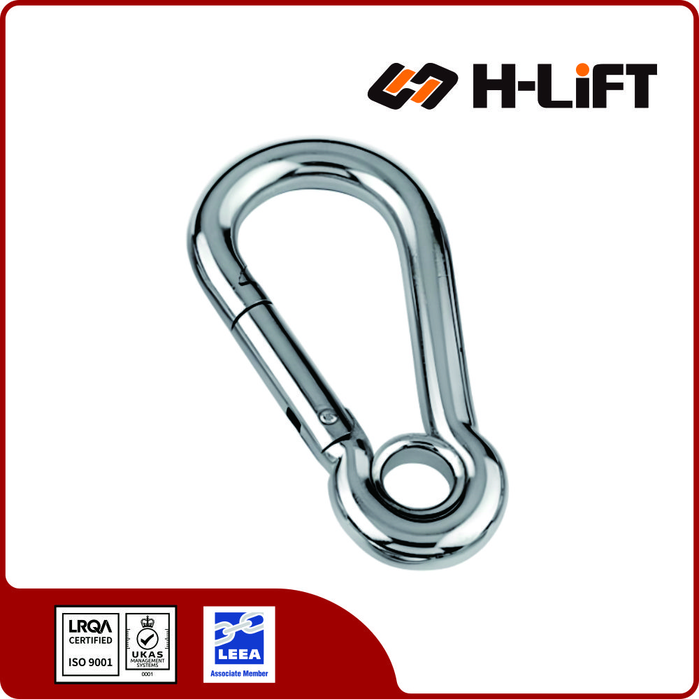 Snap Hook with Eyelet | Zinc Plated Fixed Eye Carbine Clip - H-Lift