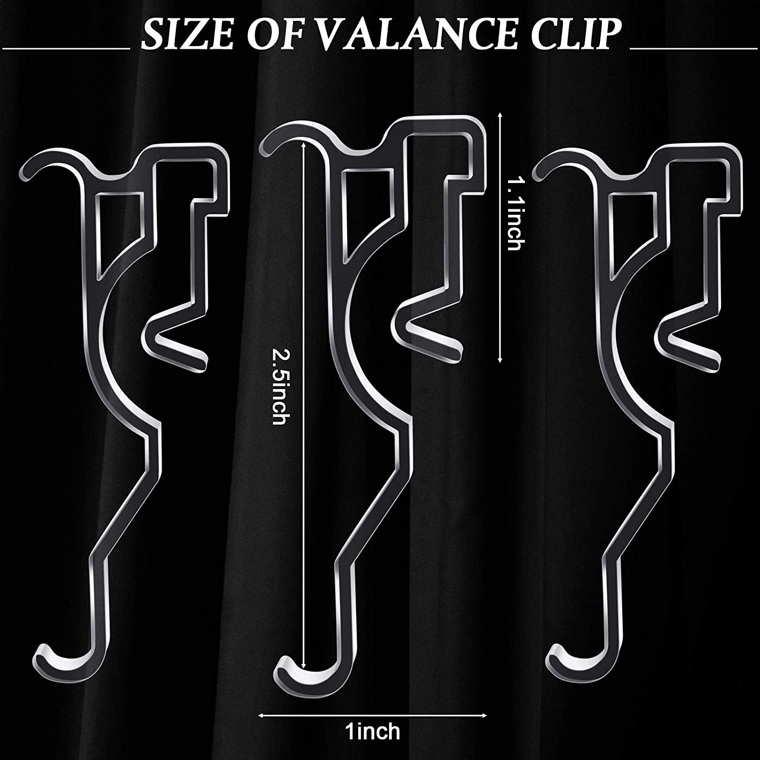 2.5 Inch Arc-Shaped Window Valance Clips Clear Plastic Valance Retainer ...