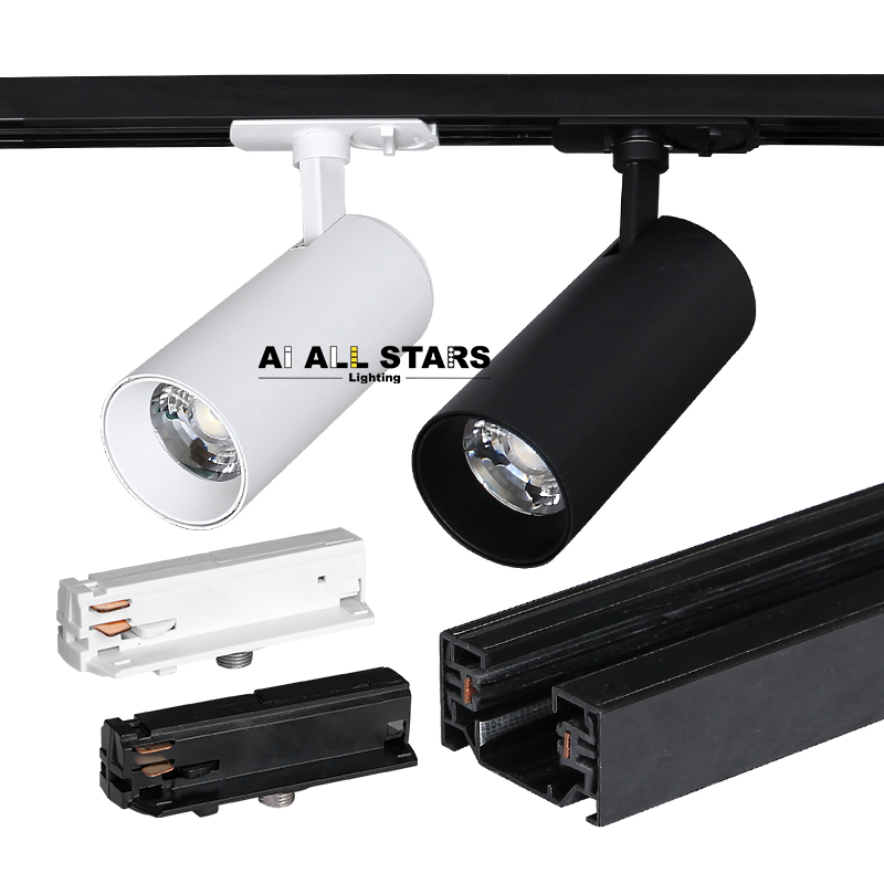 3 Wires Track Adapter 20w 30w 40w Aluminum Cob Led Track Light 3000K ...