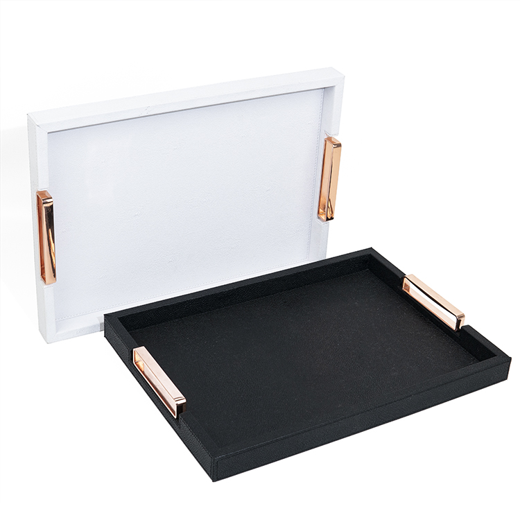 Wood Serving Tray with Yellow Metal Handles Great for Ottoman Food ...