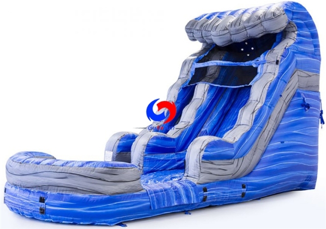 Tropical laguna waves inflatable water slide with plunge pool