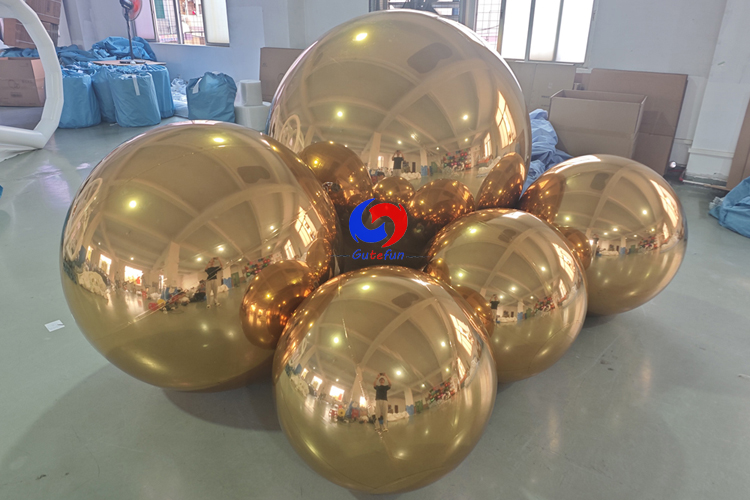 Fire retardancy different sizes Gold / Golden inflatable mirror finish ...