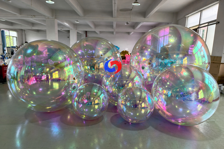 Flame retardant giant decor iridescent pvc mirror balls pearl rainbow ...
