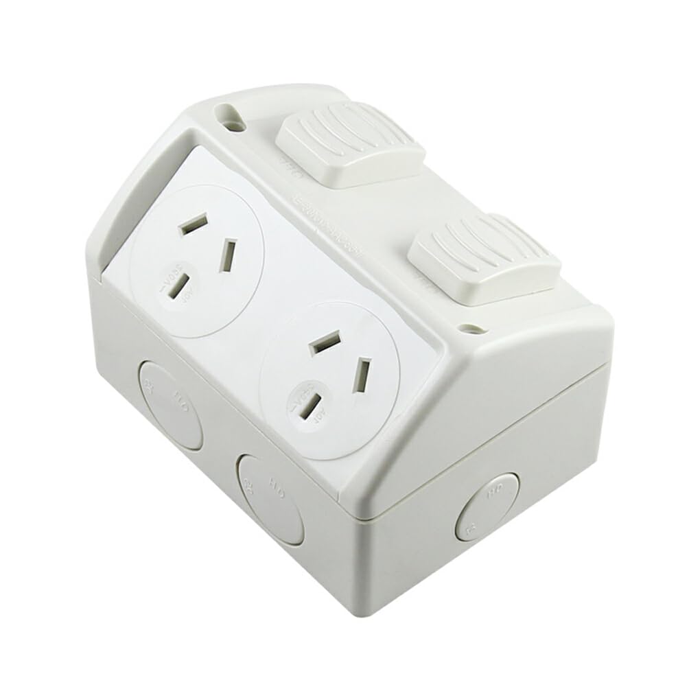 Double Power Point 10A Socket Waterproof Outdoor Safe Durable