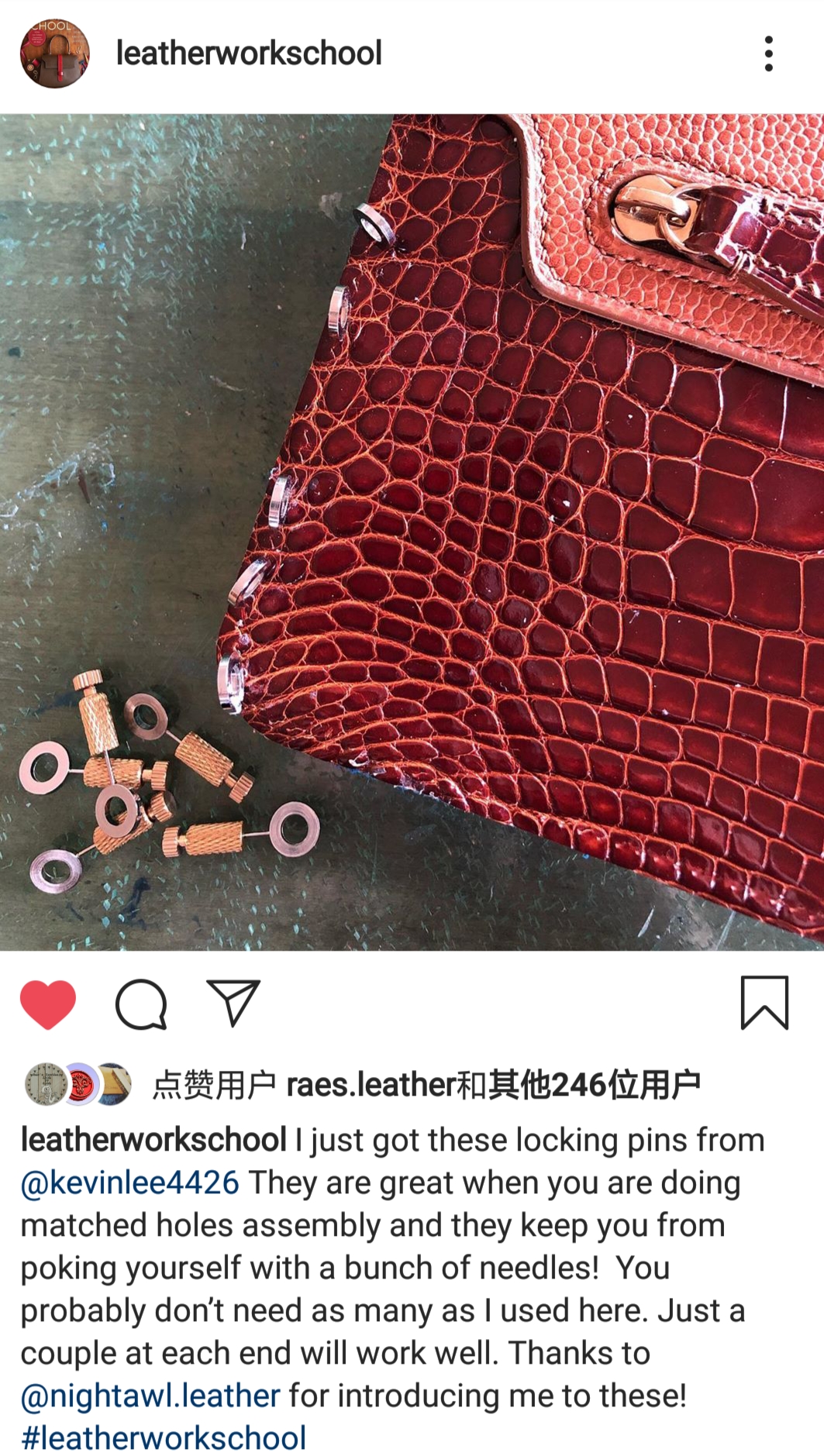 Wallet and Bag Stitch Locking Pins