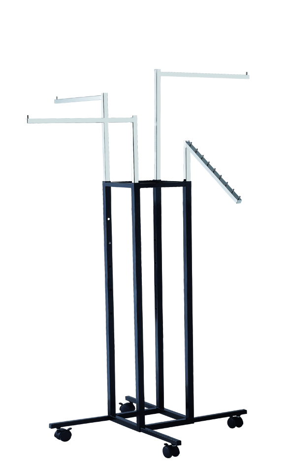 4 Way Cloth Display Rack Garment Display Rack Gloss Chrome Clothes Rail ...