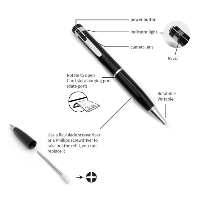 Mini Spy Pen Camera | 1080P Hidden Camera Portable Mini Body Camera