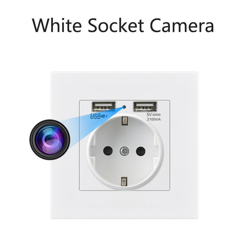 EU Standard Hidden Socket Mini Camera Wifi HD Power Outlets Wireless IP ...