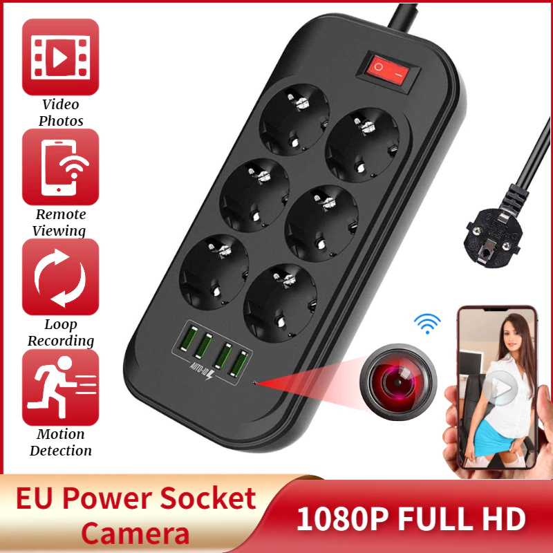 WiFi Mini Hidden Camera EU Power Socket Camera USB Socket Cam