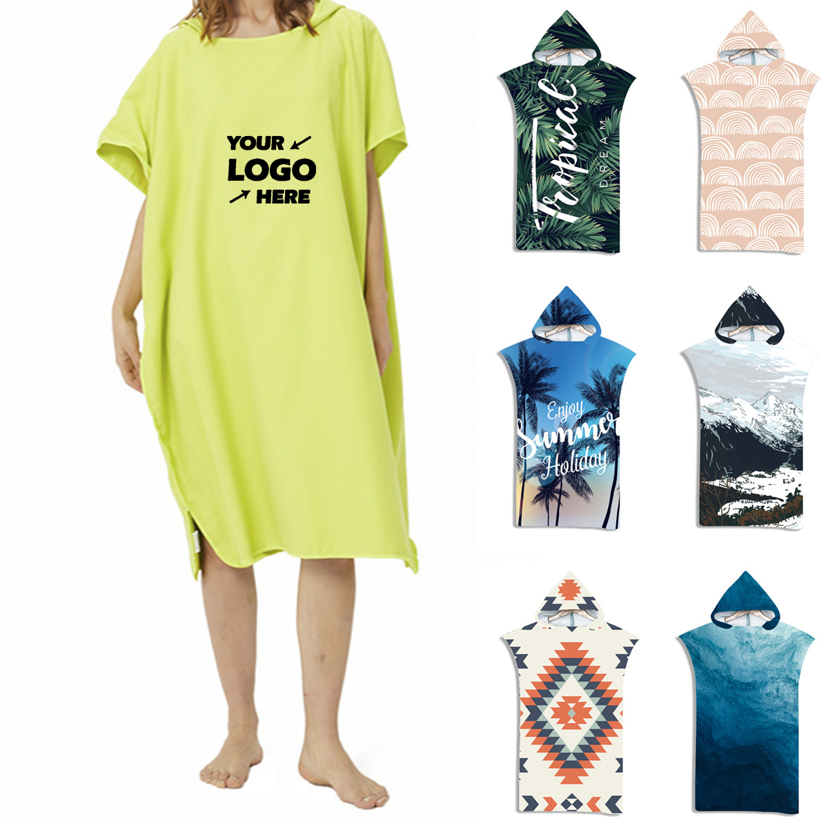 Quick Dry Surf Poncho Changing Robe with Hood