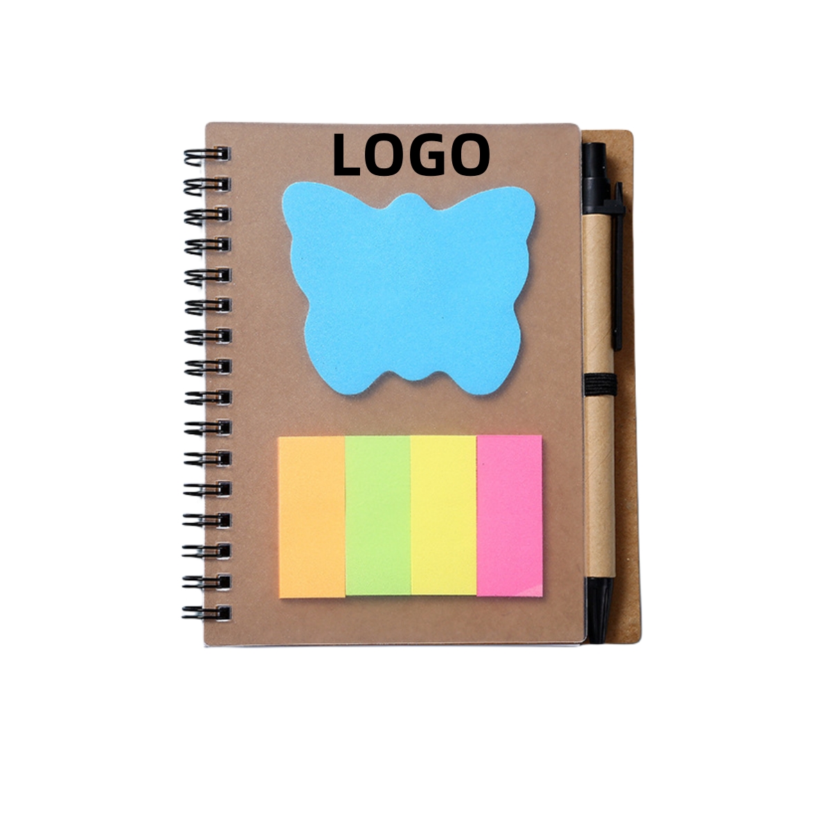 Kraft Paper Notepad With Pen And Sticky Notes