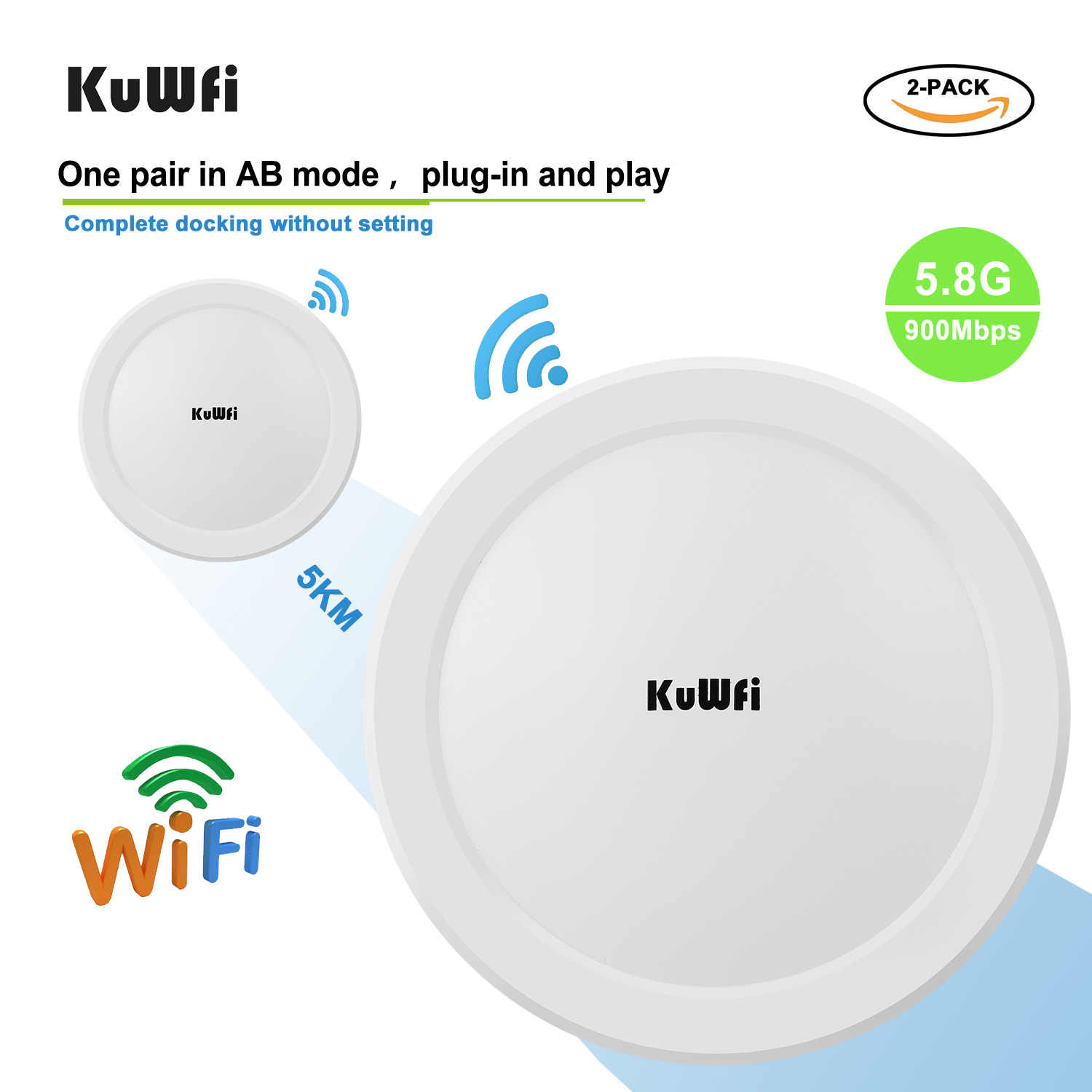 KuWFi 900Mbps Outdoor Wireless Wifi Bridge 3-5 km