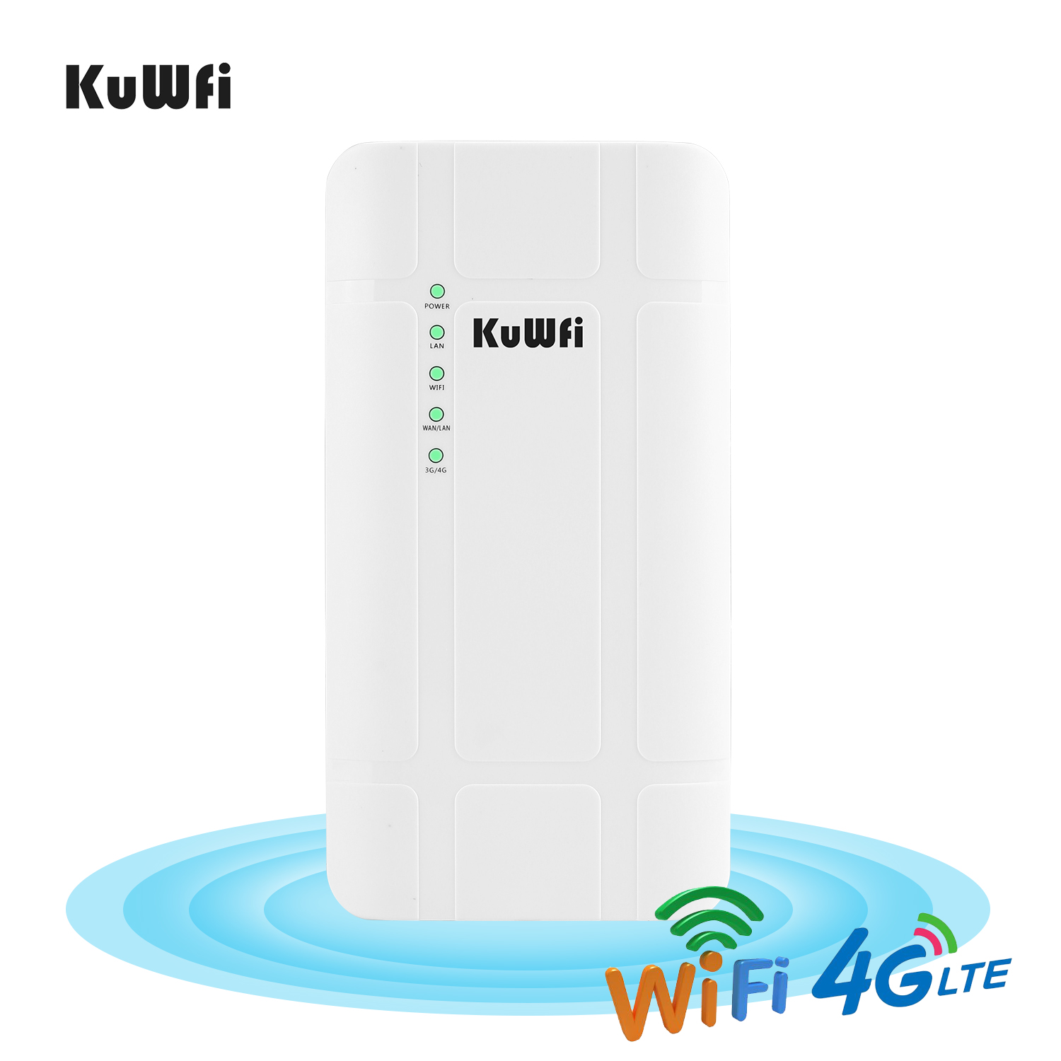 KuWFi Outdoor 4G LTE Router 300Mbps CAT4 with 24V POE Adapter for IP Camera