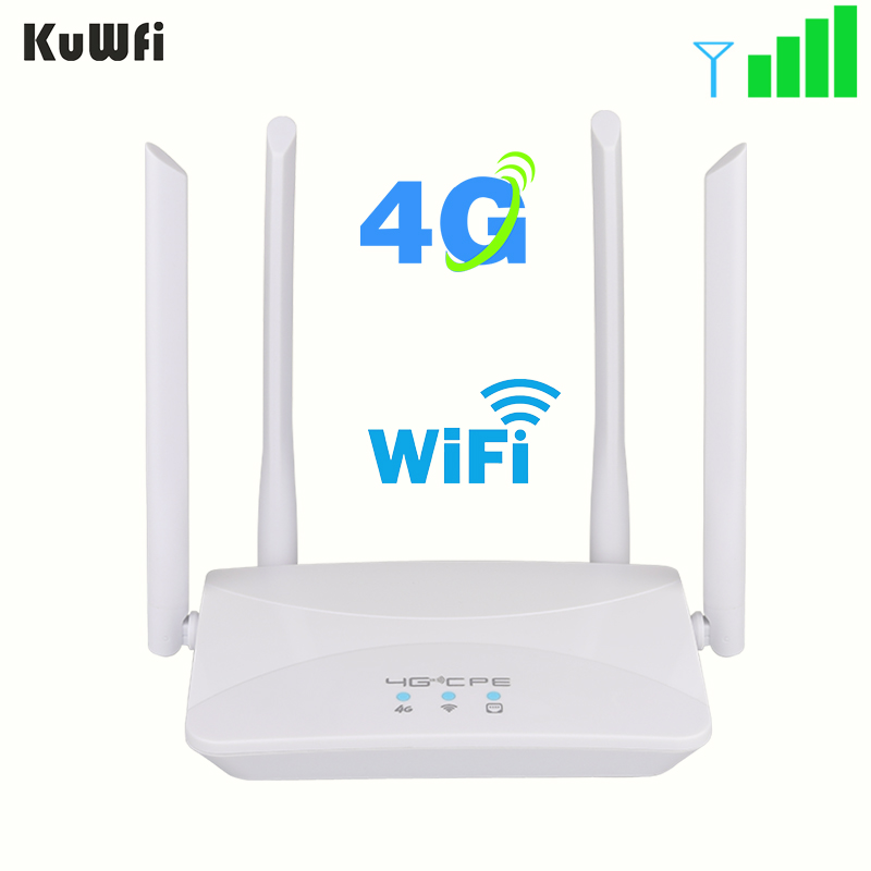 KuWFi 4G LTE CPE Router 150Mbps 3G/4G SIM RJ45 WAN LAN Modem Support 10 ...