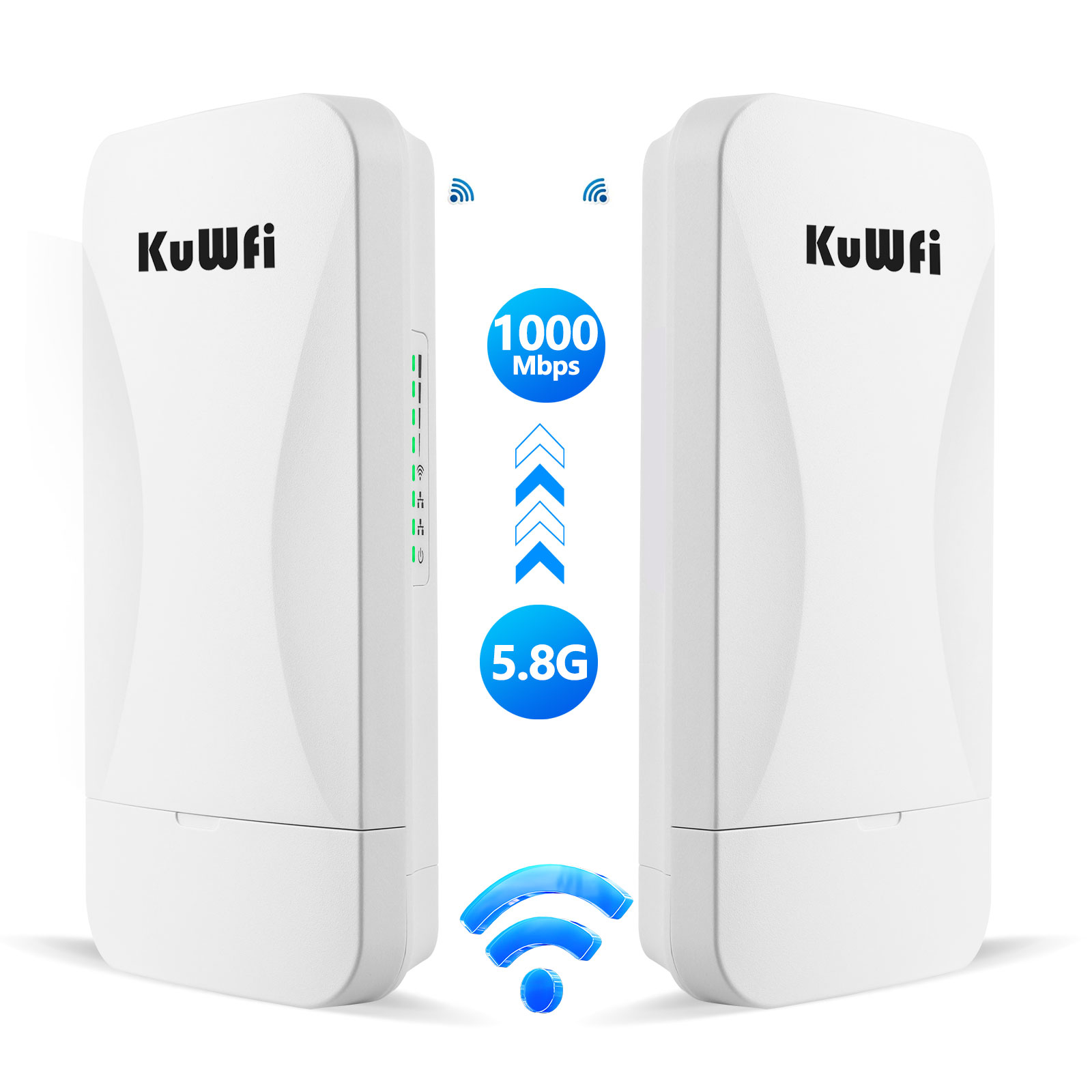 KuWFi 5.8ghz 900Mbps WiFi Extender 12dBi 2KM Point to Point Wireless Bridge