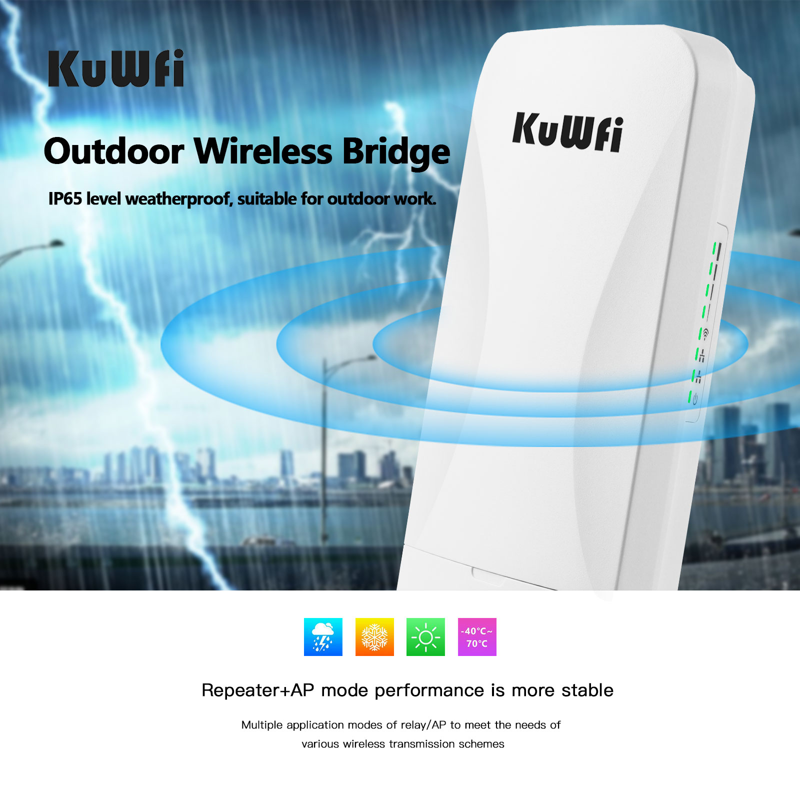 KuWFi 5.8ghz 900Mbps WiFi Extender 12dBi 2KM Point to Point Wireless Bridge