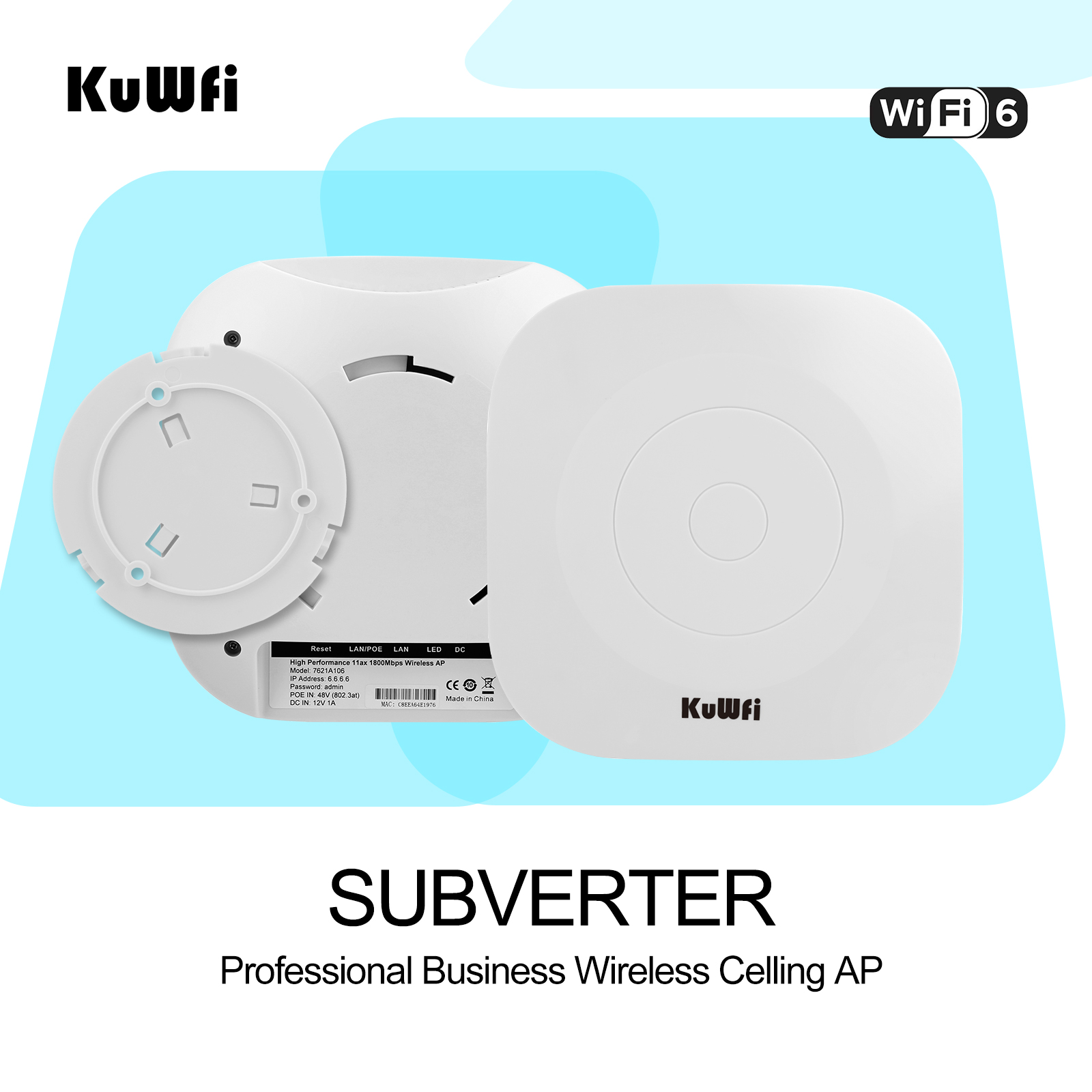 KuWFi 1800Mbps WiFi 6 Access Point Gigabit Mesh Wireless Ceiling Access ...