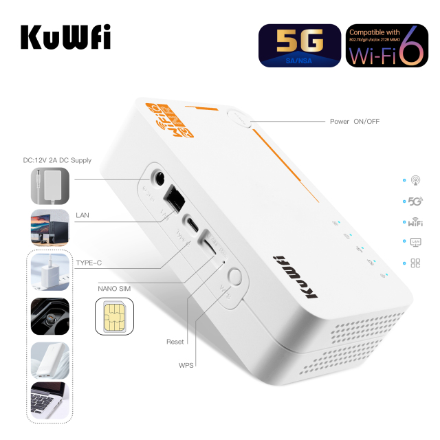 KuWFi 5g CPE Router 4000mah Wifi 6 Pocket Wifi Router 5g Router with ...