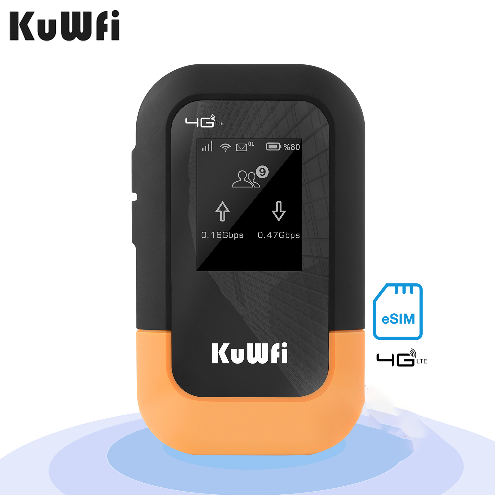 KuWFi 4g router 10 users e-sim mobile wifi hotspot for traveling