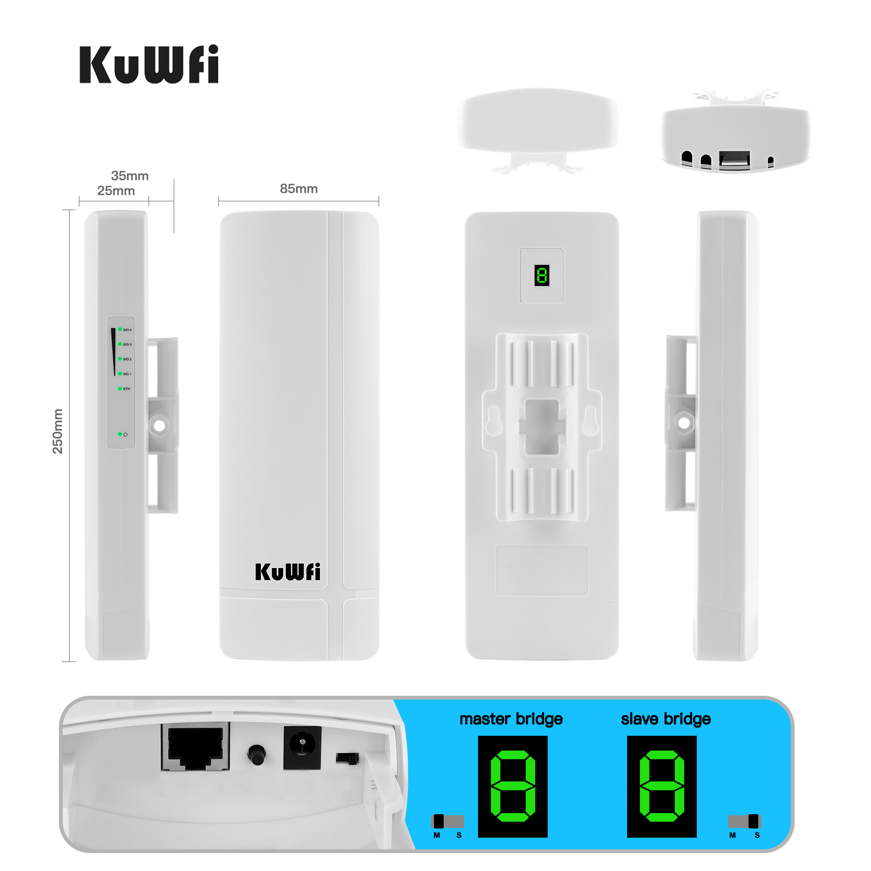 KuWFi wireless bridge 3km 5.8ghz outdoor cpe wifi antenna 900mbps ptp ...
