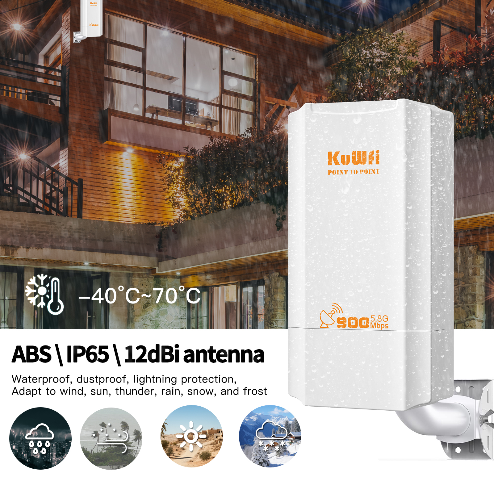KuWFi 5.8ghz 2km outdoor wifi extender wifi bridge 900mbps outdoor cpe ...