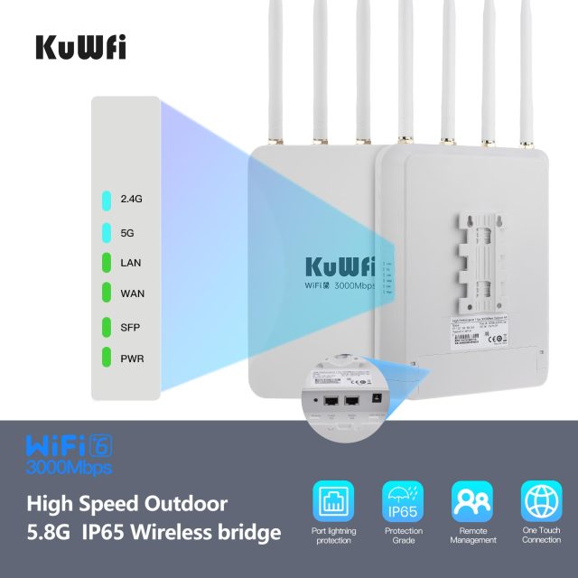 KuWFi 3000Mbps WiFi6 Repeteur Community Wifi 2.5G Port Waterproof IP65 ...