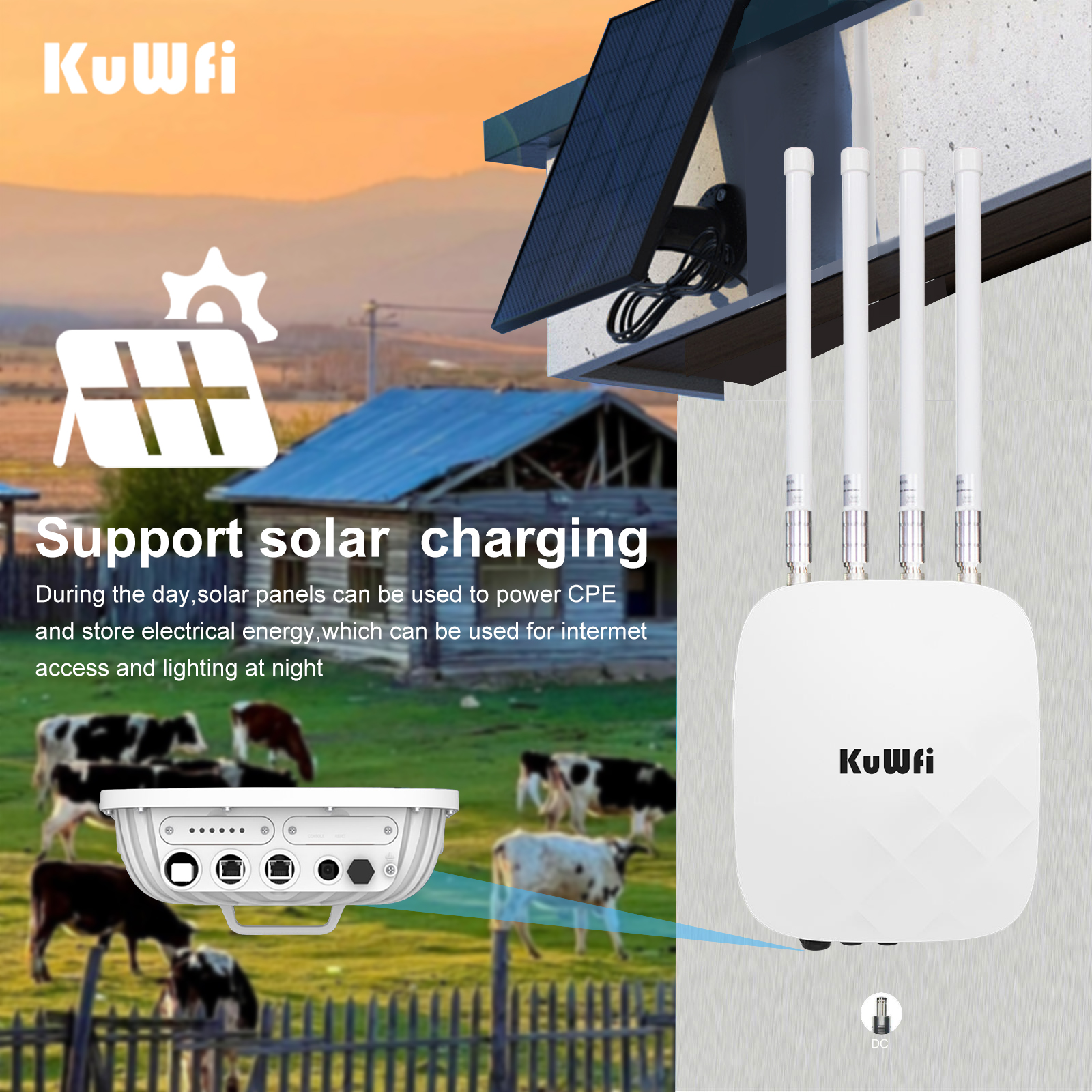 KuWFi AX5400 Dual Band Industrial AP 360° Wifi6 Repeater GE IP67 Long ...