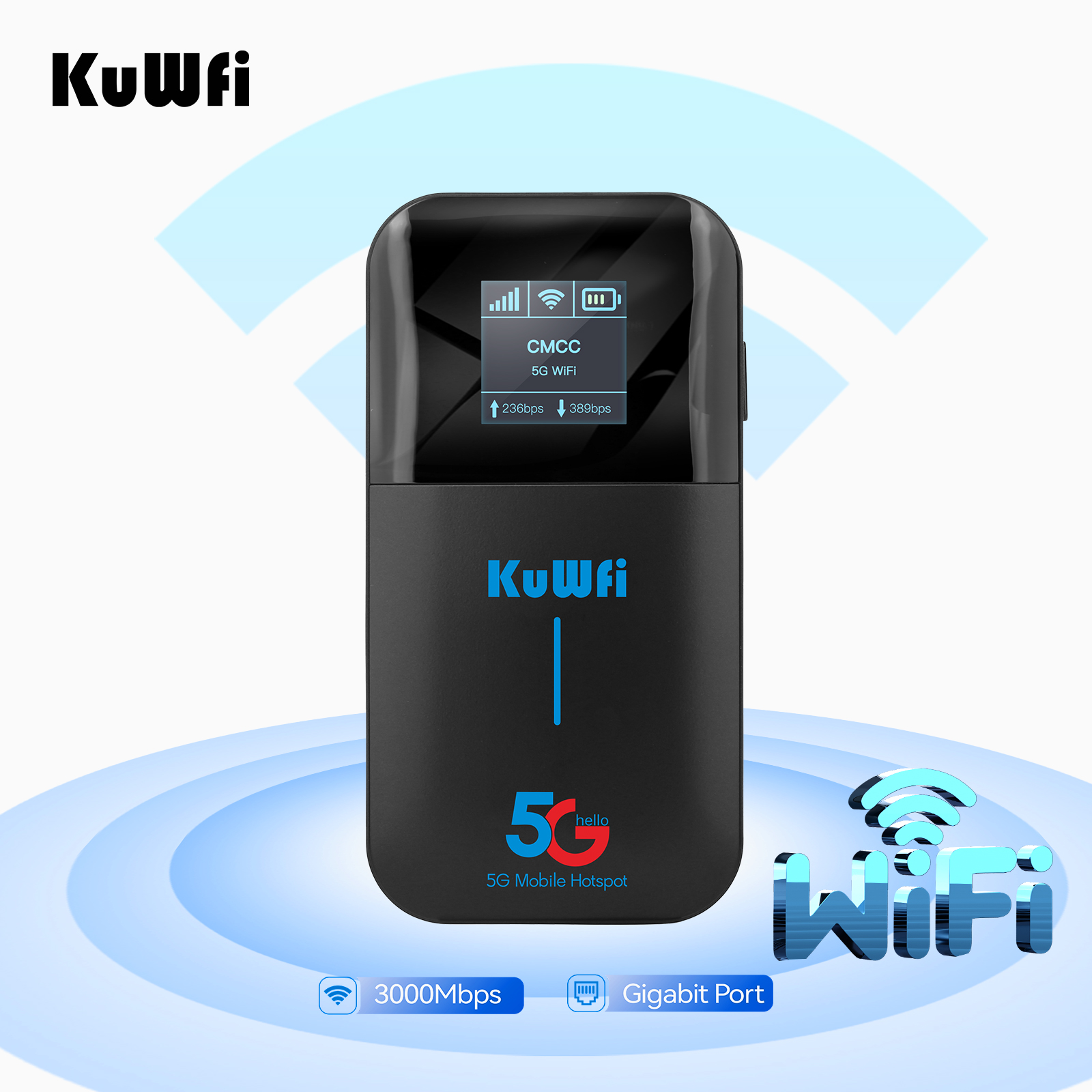 KuWFi 5G Ultra-Fast Speeds Stable signal Connectivity LCD WiFi6 Dual ...
