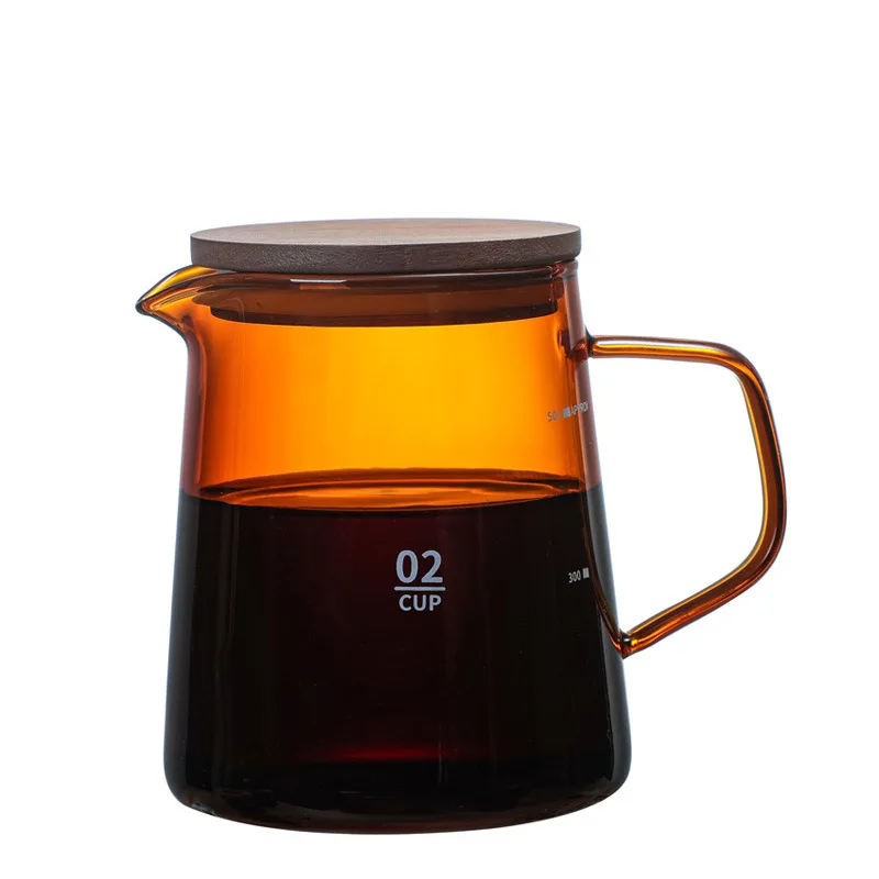 300/500ml Coffee Colored Glass Pot with Lid Shared Coffee Pot Pouring ...