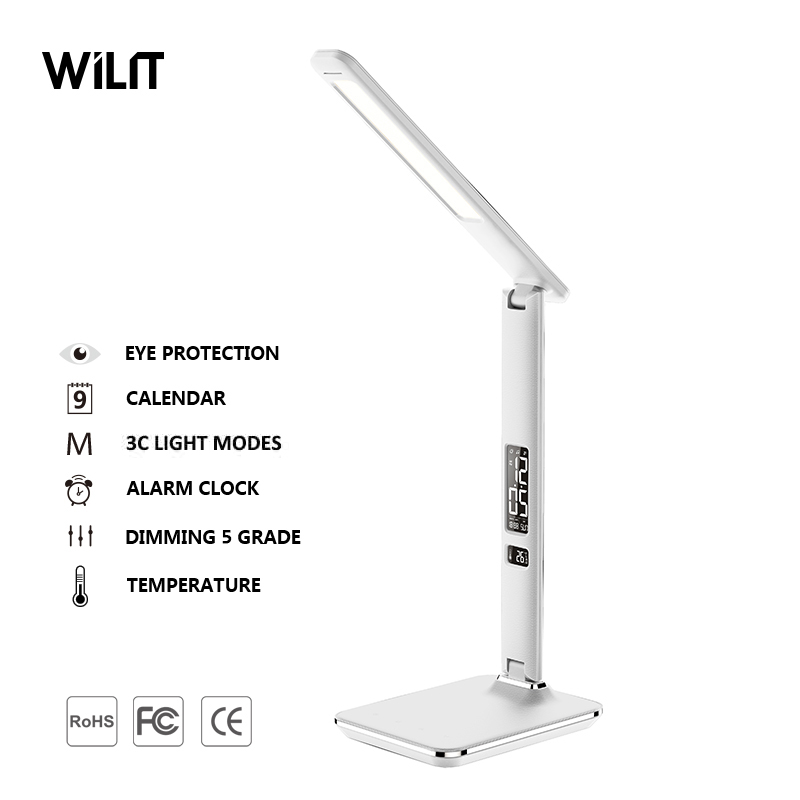 Imitation leather Foldable LED desk lamp with calendar display and ...