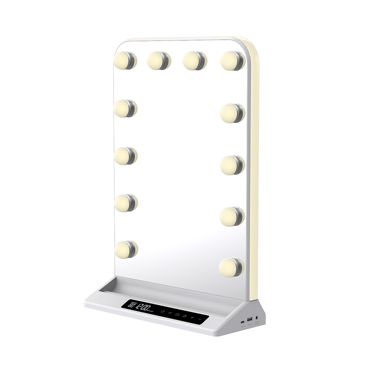 LED vanity mirror with LCD time display