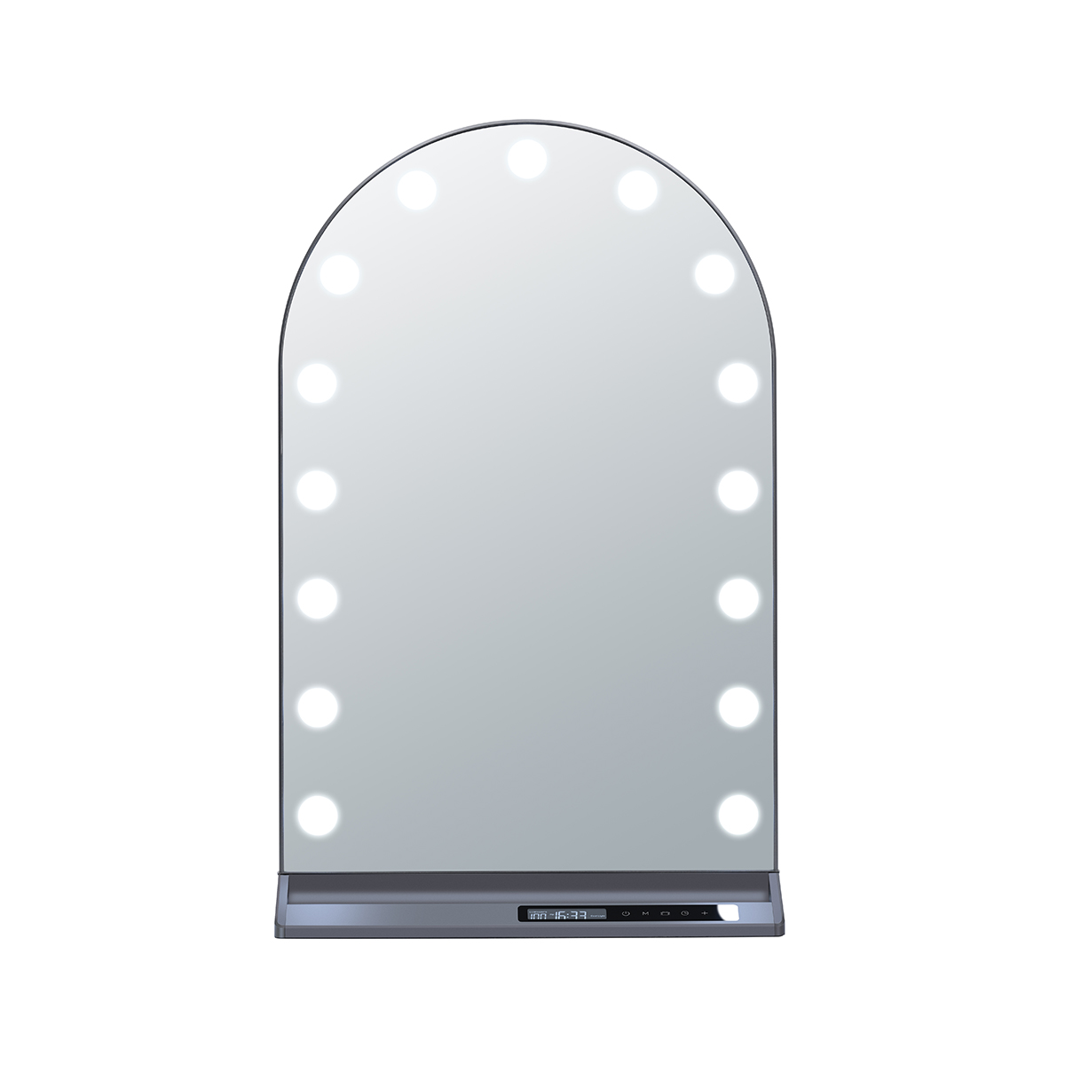 LED vanity mirror with LCD time display