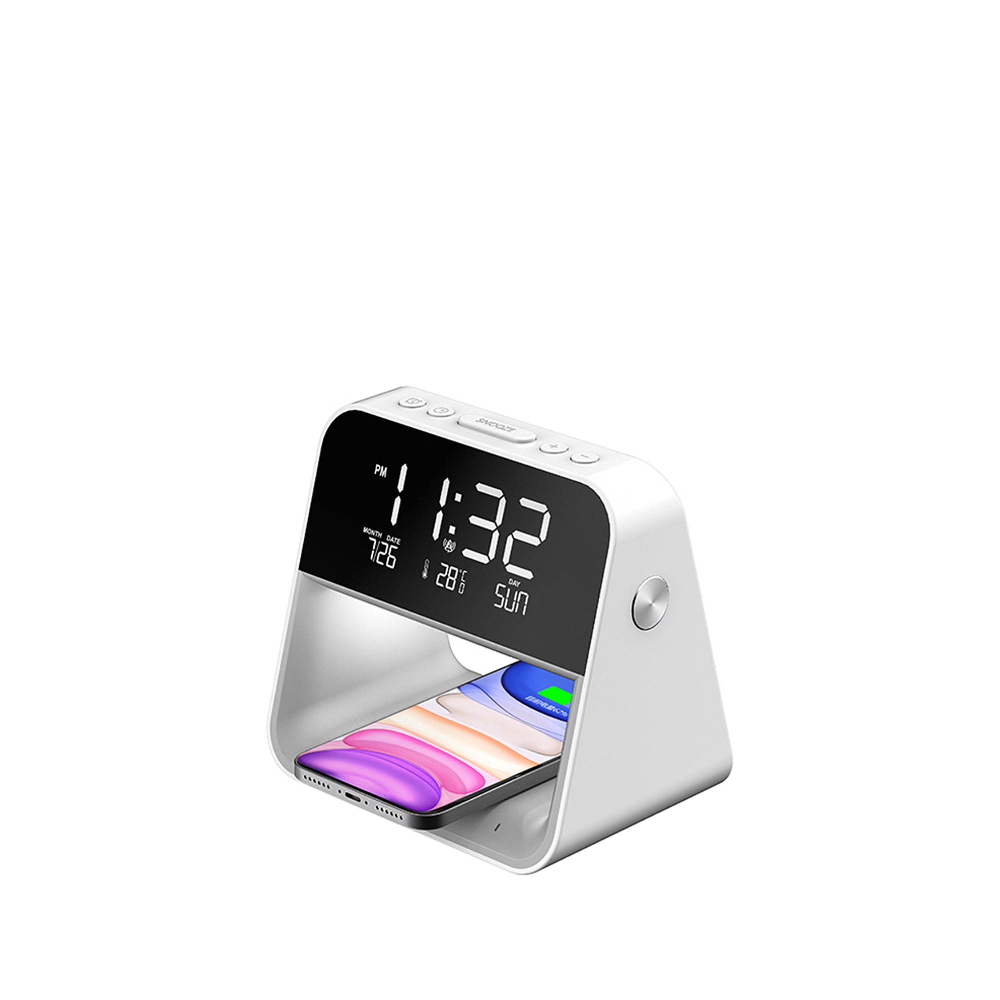 Wireless Charger Bedside Night Light Table Lamp with Digital Alarm ...