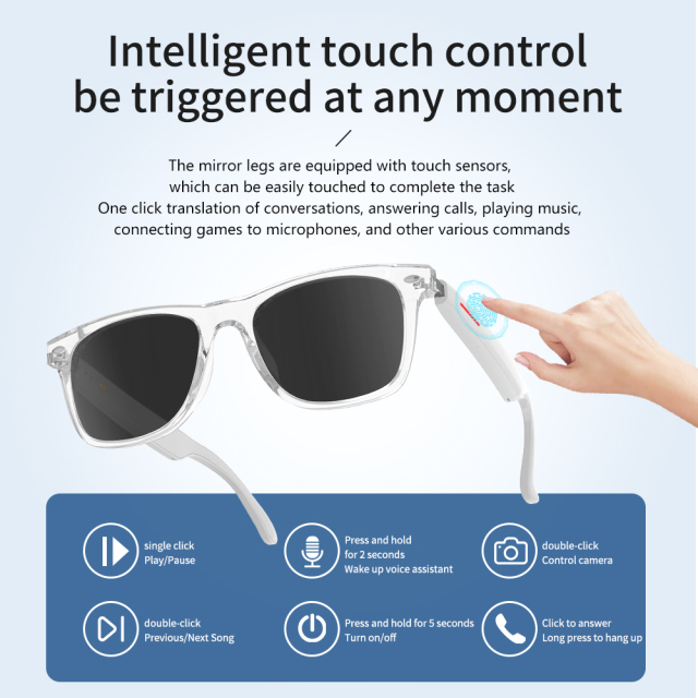 E13 Smart Glasses With Answer Calling BT Music Voice Assistant 2025 Smart Wear Sunglasses