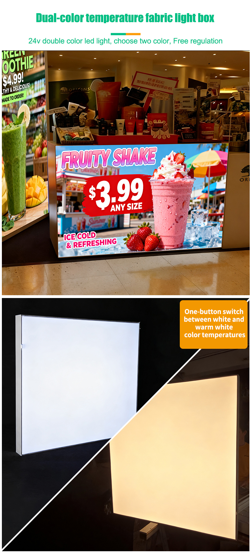 Dual Color Temperature Light Box for ceiling display