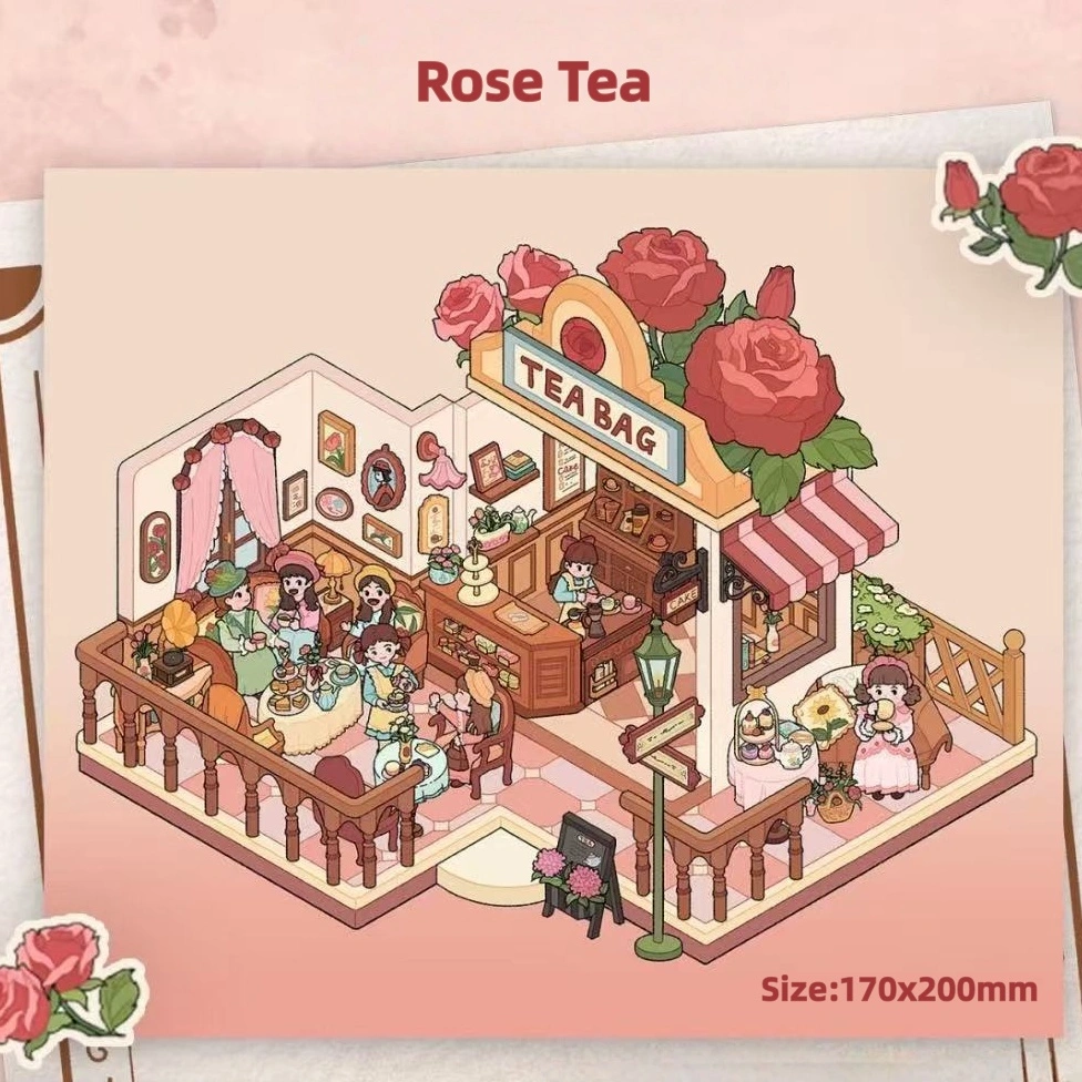 DIY 3D Scene Stickers-Rose Tea|ShowaSakura|Tulips with Gentle Breeze