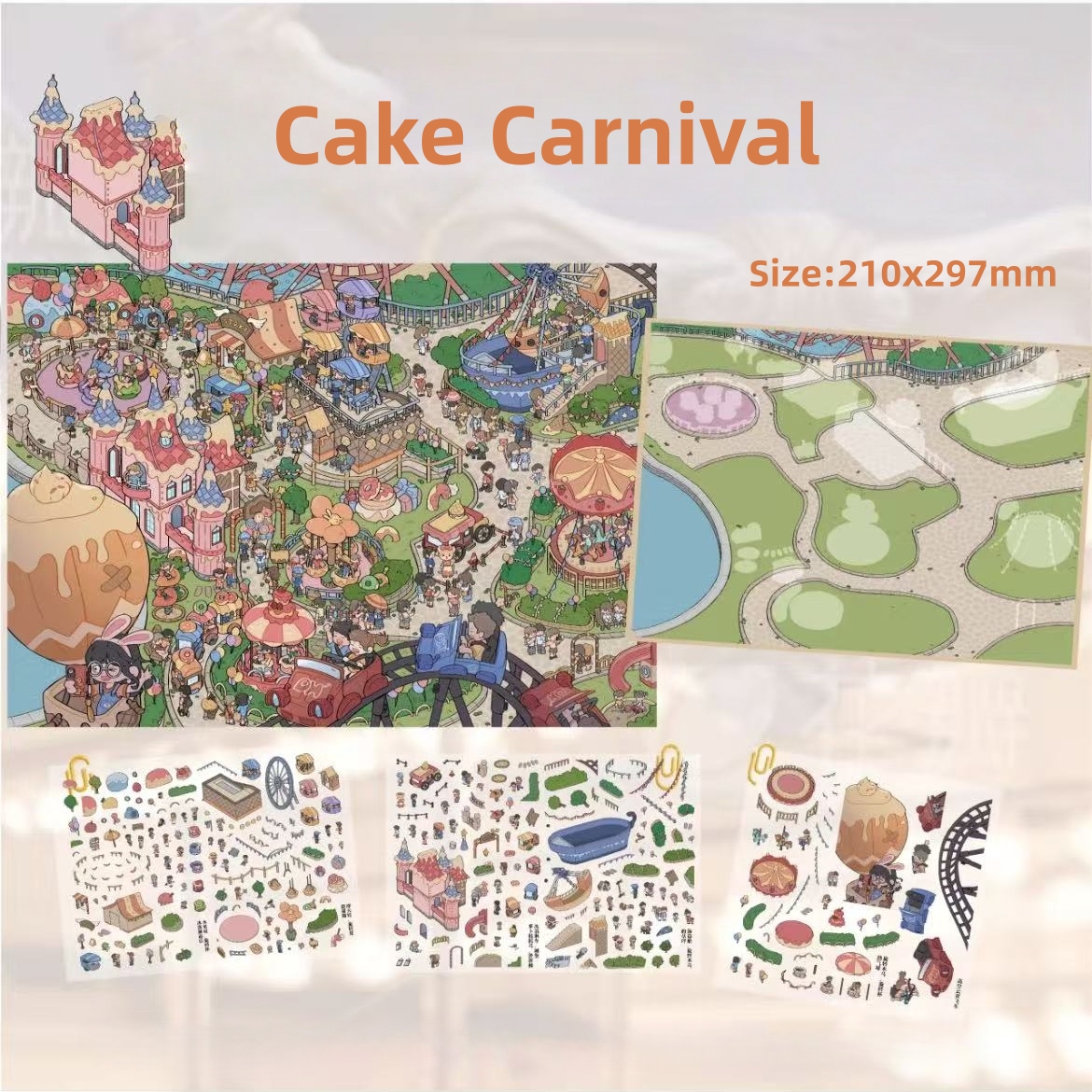 DIY 3D Scene Stickers-Cake Carnival