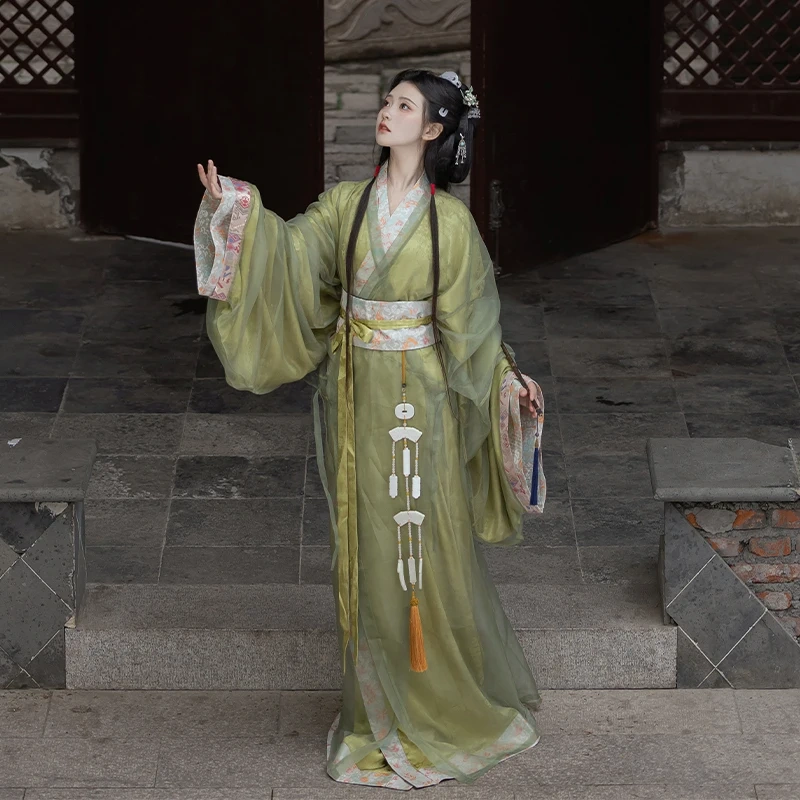 Red Set Warring States Robes Traditional Chinese Hanfu Skirt