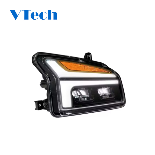 Kenworth T880 Blackout Headlight With Amber Full LED Turn Signal