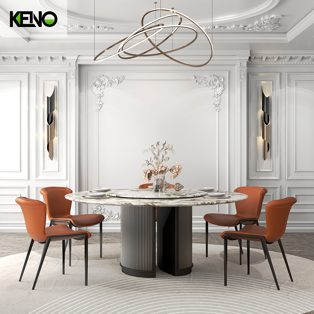 Aluminum Alloy and Stainless Steel Base Round Marble Top Dining Tables ...