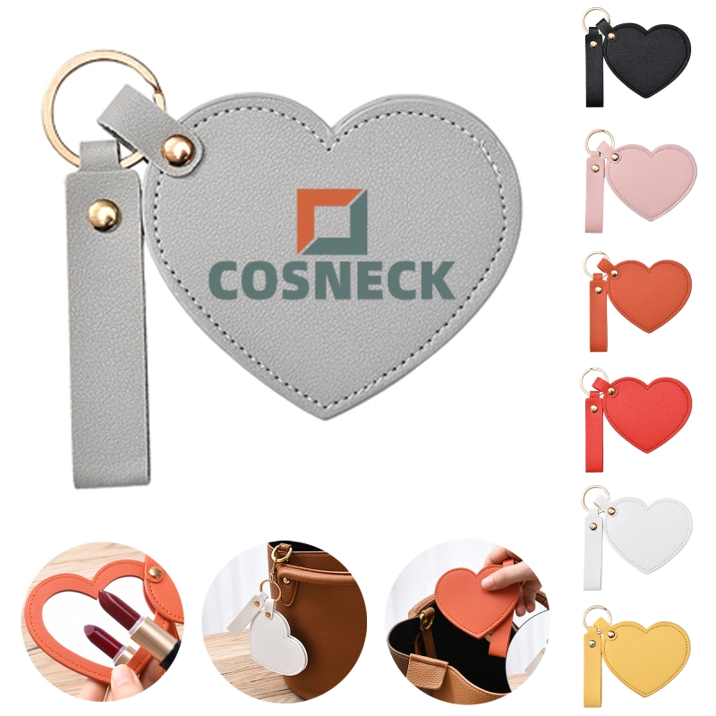 Heart Shape Soft Touch PU Folding Mirror with Cover