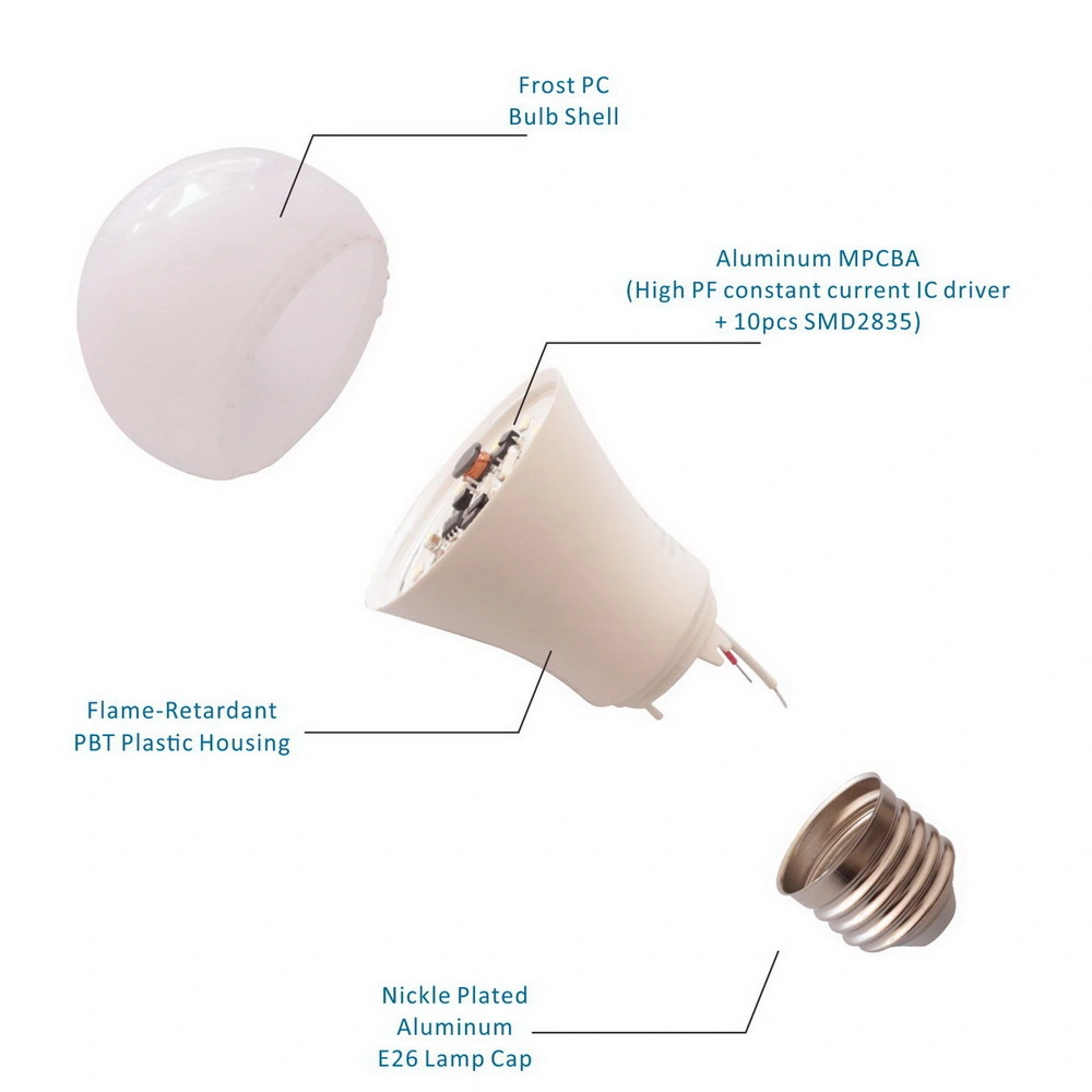 Low Voltage GLS LED A60/A19 light bulb with E26/E27 lamp cap, AC or DC 12V or 24V input, for ...