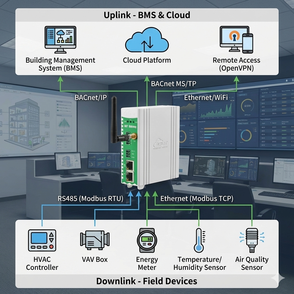 Application of BA100 Building Automation Gateway in Smart Building Systems