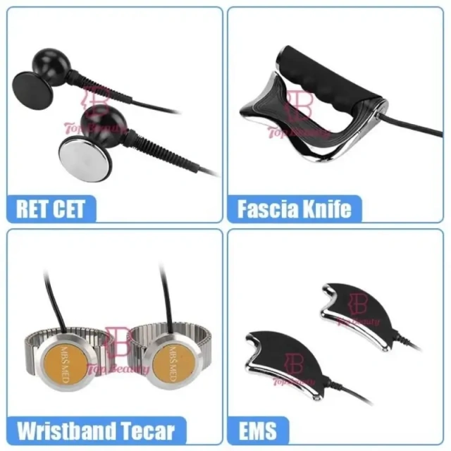 9-in-1 Tecar Therapy CET/RET + EMS + Wristband + Fascia Tool Body Pain ...