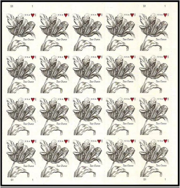 Vintage Tulip Pane Postage Wedding Stamps