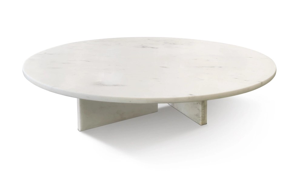 Snow Mountain White Natural Marble Coffee Table, Living Room Table ...