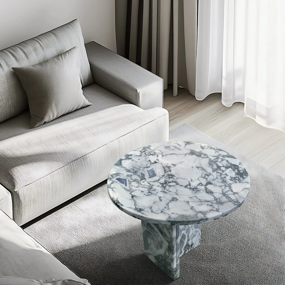 Grey Blue natural marble coffee table, small table,living room table ...