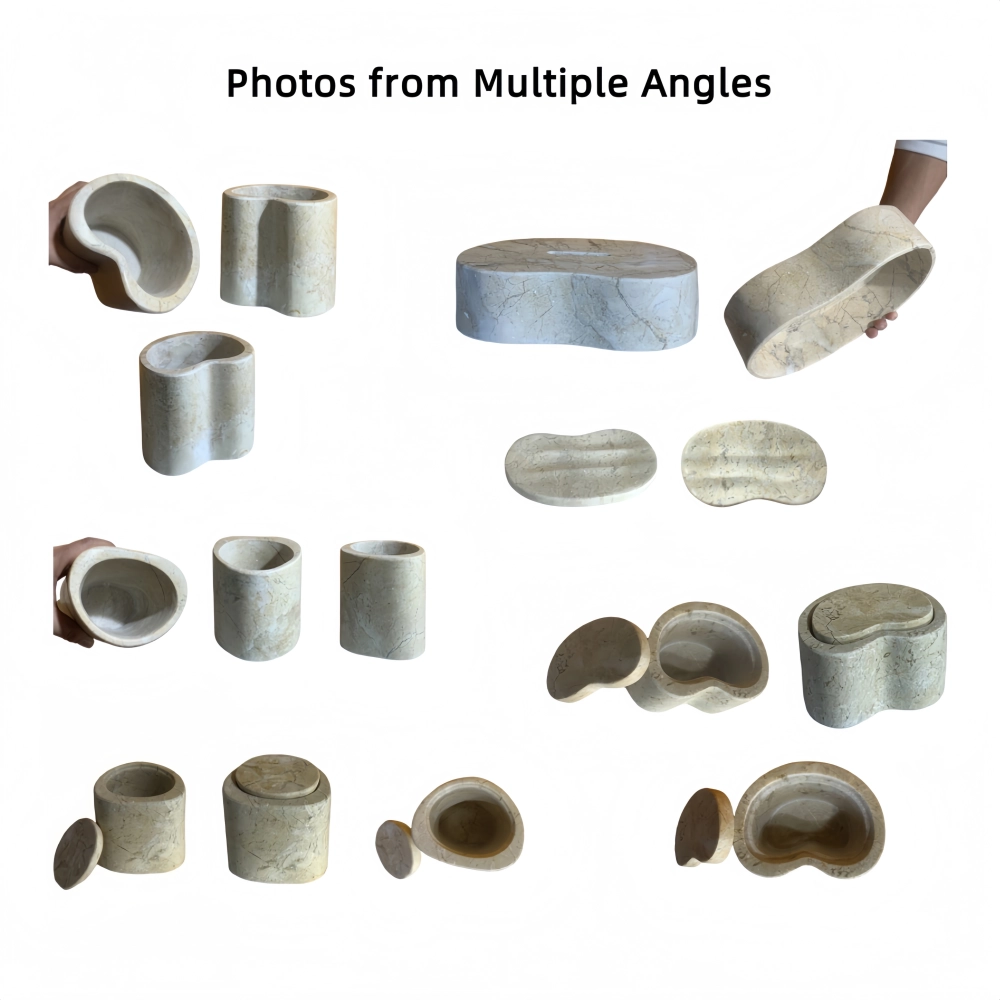 Gold Yellow Beige natural marble bathroom accessories set, natural ...