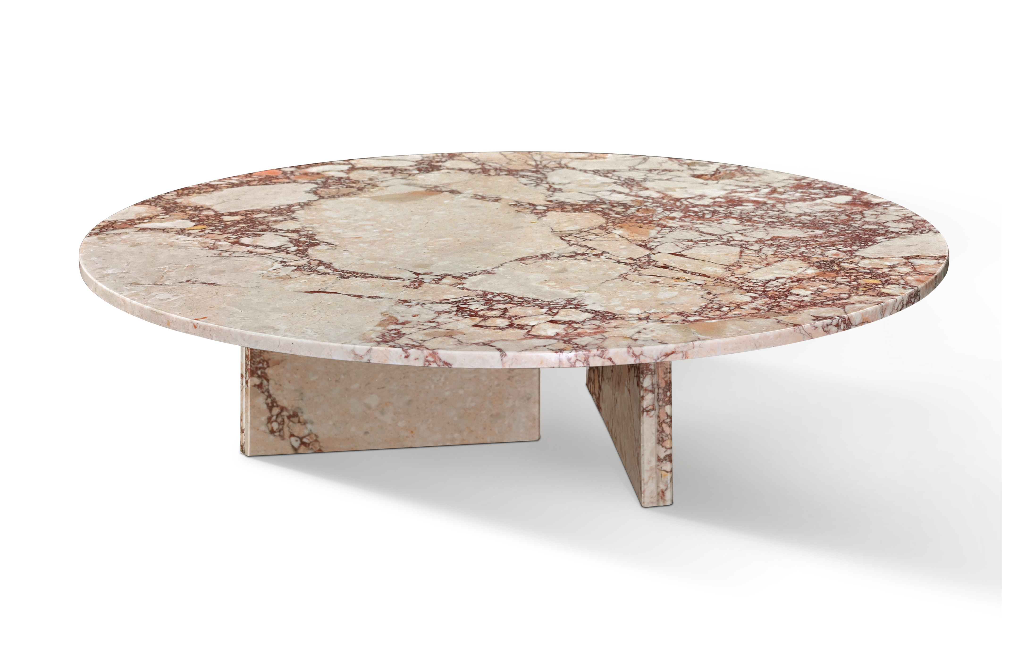 Pink Marble Coffee Table Ø35.4"/90cm | Round Natural Stone Table ...