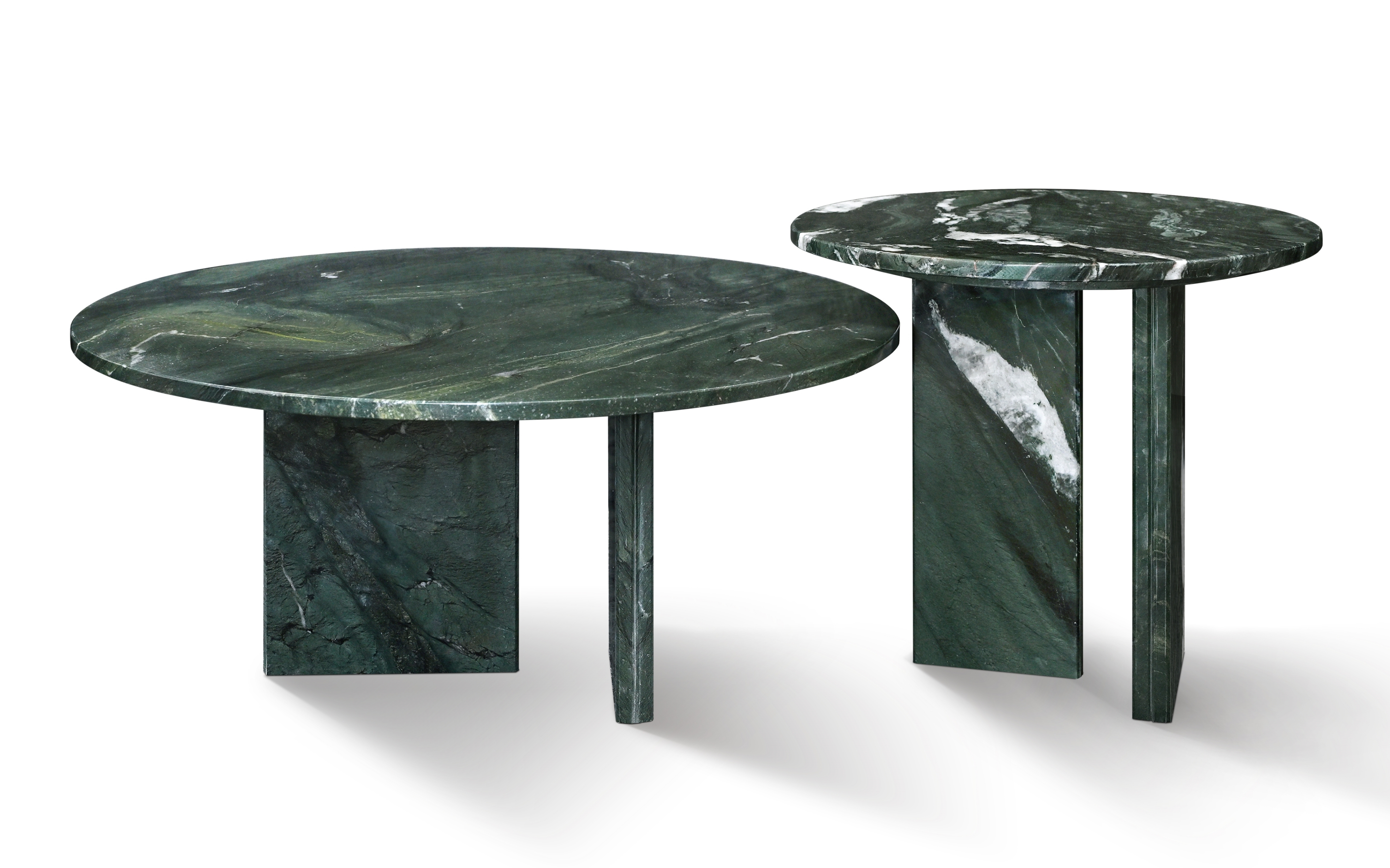 Green natural marble coffee table set, small table, living room table ...